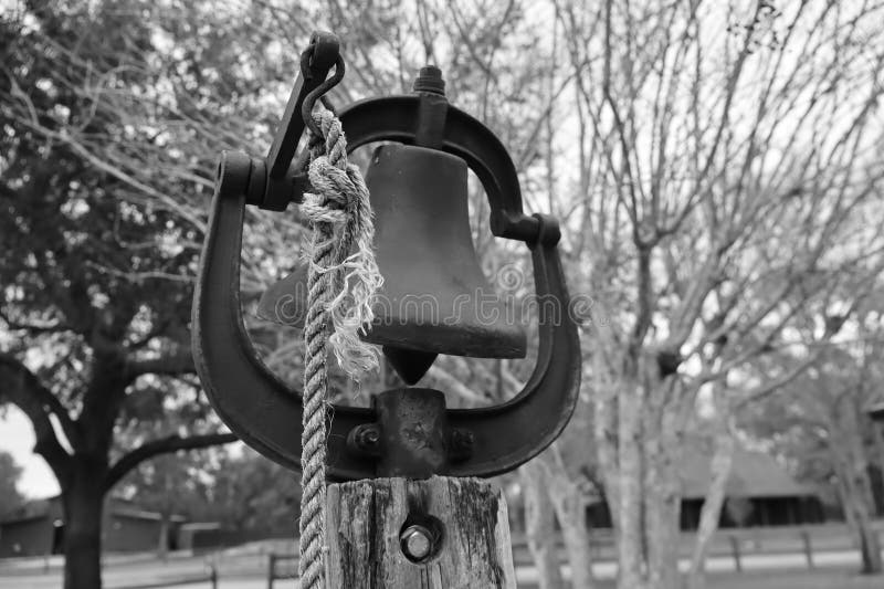 Closeup of a Vintage Bell Attached To a Rope Stock Photo - Image of ...