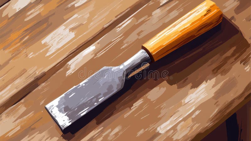 Closeup of a Vintage Chisel on a Rustic Workbench, Highlighting the ...