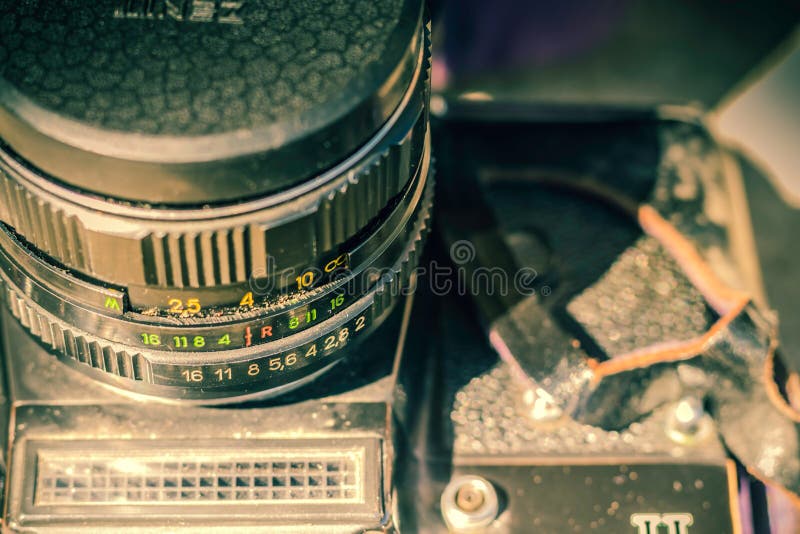 Closeup of Vintage Film Camera Lens Stock Image - Image of closeup ...