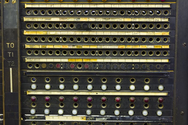 Closeup of a Vintage Bell System Telephone Switchboard with Headest ...