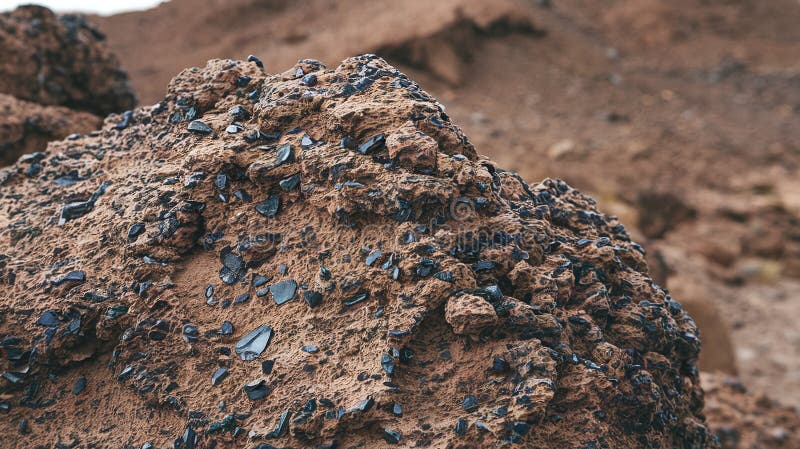 Closeup of Volcanic Rock Texture with Black Sharp Mineral Formations in ...