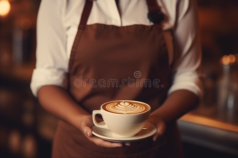 Closeup of Waitress Hands Serve Coffee in Coffee Cafe by Generative AI ...