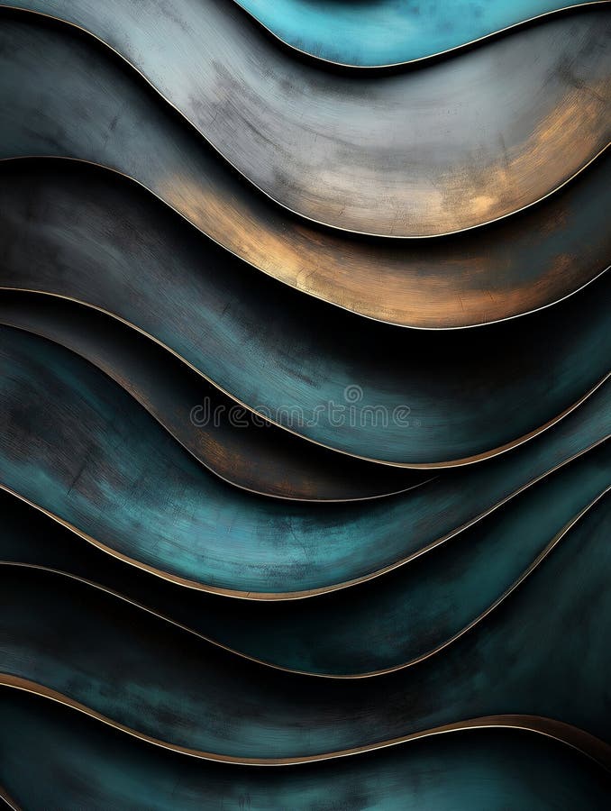 Oceanic Elegance: a Stunning Fusion of Waves, Copper, and Bronze Stock ...