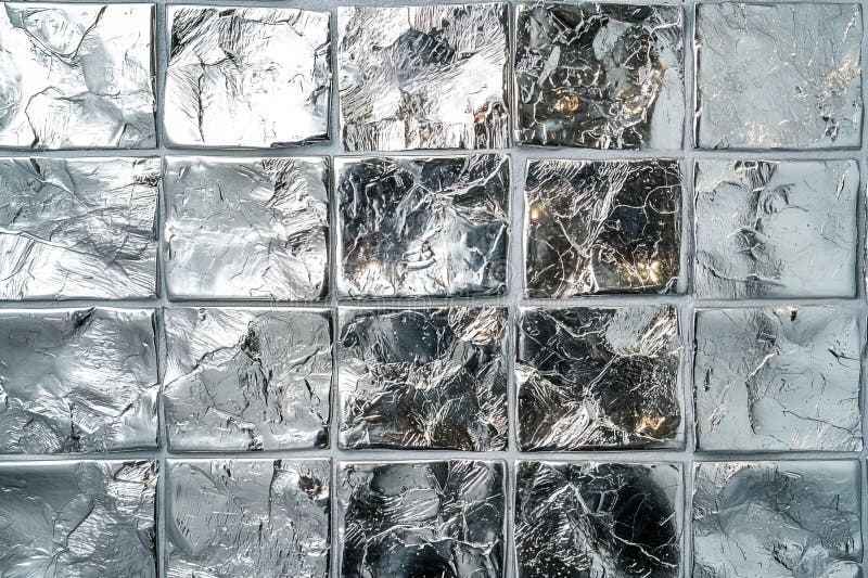 Closeup Wall with Luxury Mosaic Metallic Silver Tiles Stock ...