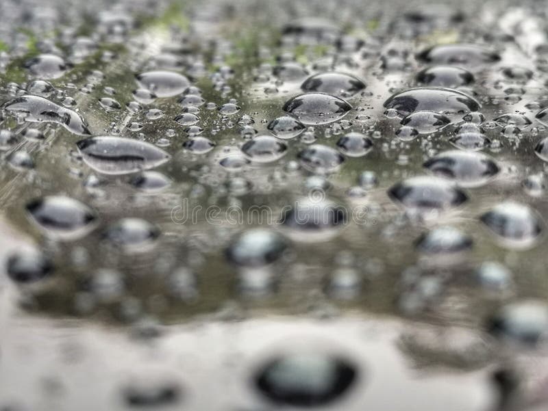 Bubbles on a Puddle from Raindrops.Bad Weather in the Garden Stock ...