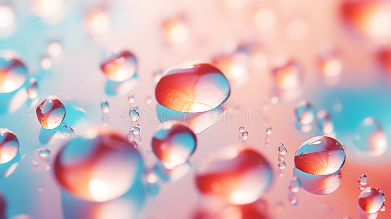 Closeup of Water Drops Sliding on Light Multi-colored Wet Surface ...