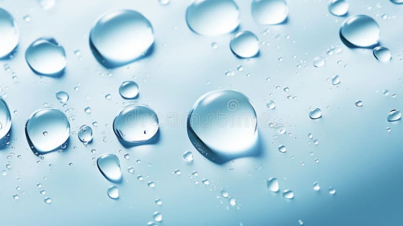 Closeup of Water Drops Sliding on Light Wet Surface. White Background ...
