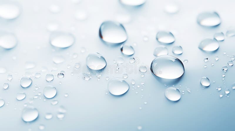 Closeup of Water Drops Sliding on Light Wet Surface. White Background ...