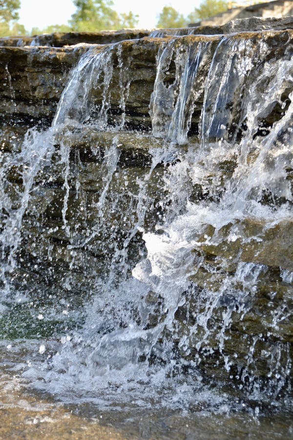 Closeup of Water Flowing Down Limestone Rock Layers at Healey Falls ...
