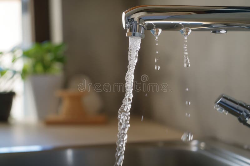 Closeup of Water Flowing from a New Filter Faucet Stock Photo - Image ...