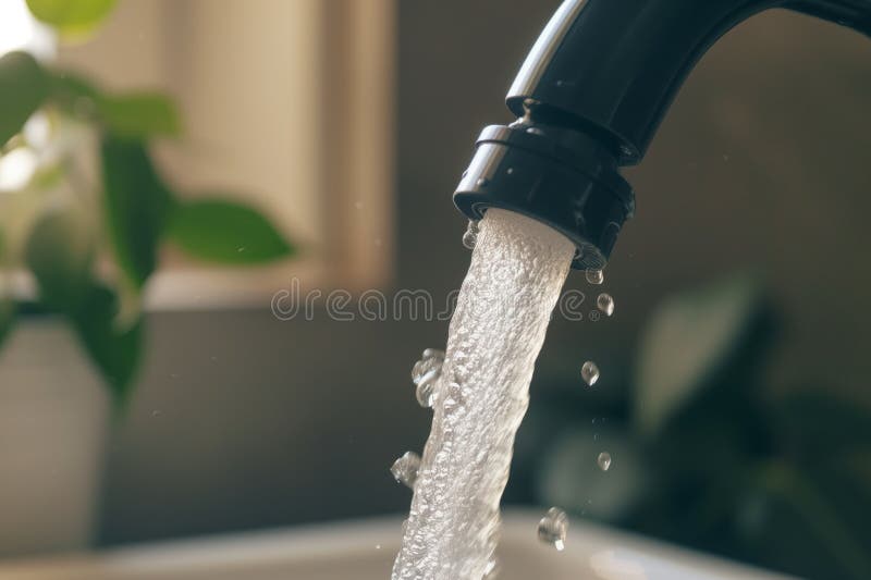 Closeup of Water Flowing from a New Filter Faucet Stock Image - Image ...