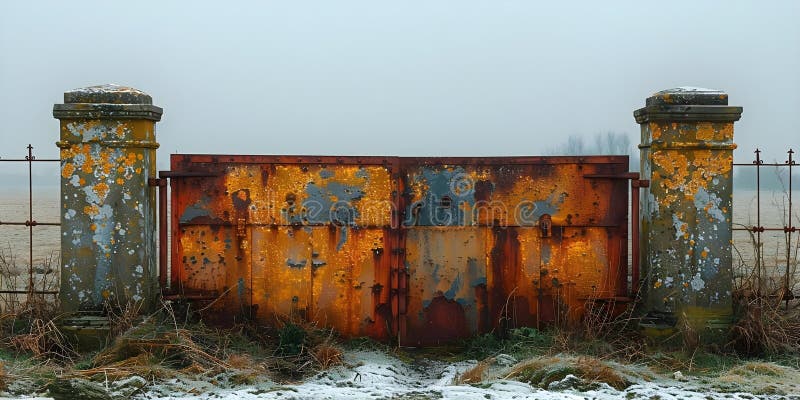 Closeup of a Weathered Cemetery Gate on a White Background. Concept ...