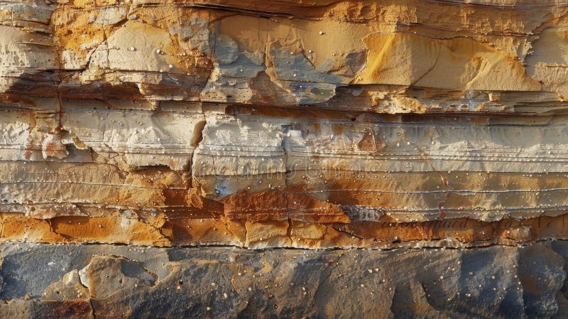 A Closeup of a Weathered Jagged Cliff Face with Layers of Sediment ...