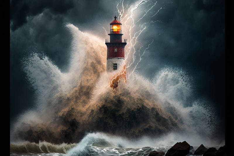 Closeup of a Weathered Lighthouse Stock Illustration - Illustration of ...