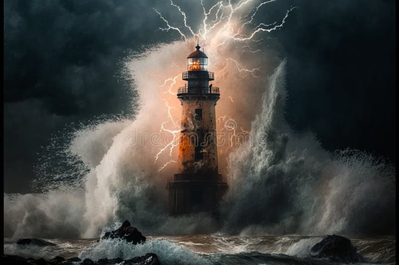 Closeup of a Weathered Lighthouse Stock Illustration - Illustration of ...