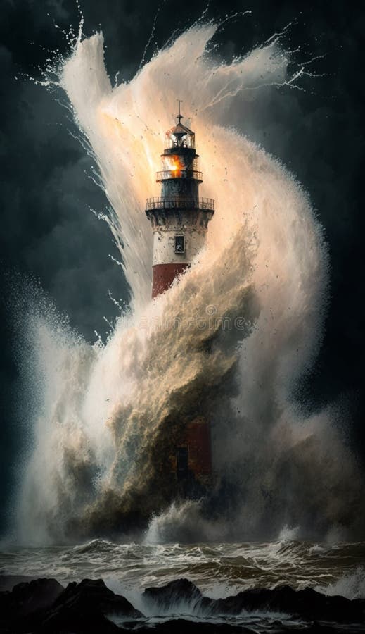 Closeup of a Weathered Lighthouse Stock Illustration - Illustration of ...