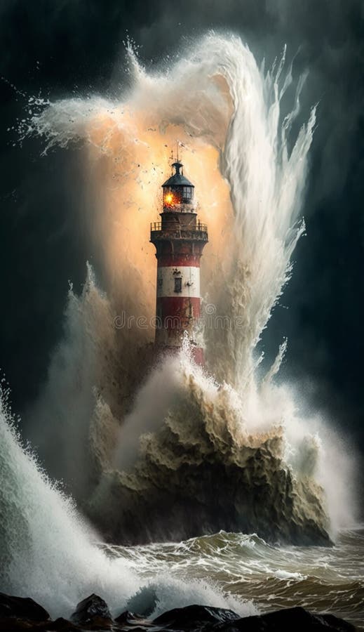 Closeup of a Weathered Lighthouse Stock Illustration - Illustration of ...