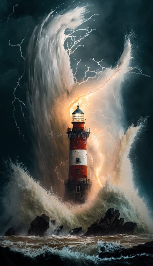 Closeup of a Weathered Lighthouse Stock Illustration - Illustration of ...