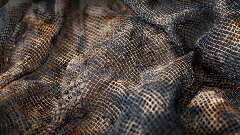 A Closeup of a Weathered and Worn Netting Fabric Revealing a Haphazard ...