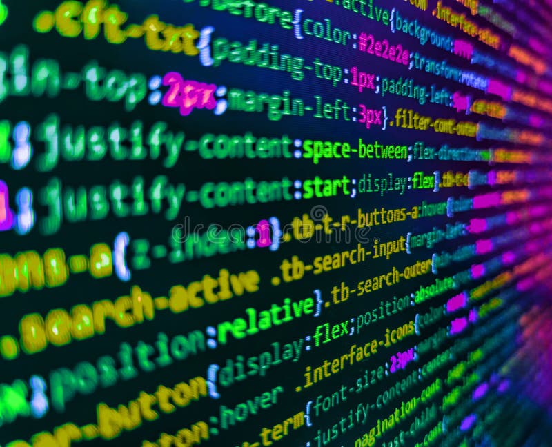 Closeup Of Web Code On Computer Led Screen Future Technology Creation