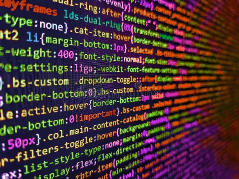 Closeup Of Web Code On Computer Led Screen Computer Language Script Code Screen Mobile App