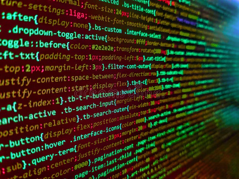 Closeup Of Web Code On Computer Led Screen Programming Code Abstract Technology Background Of