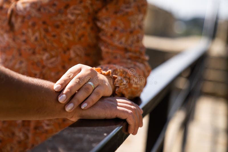 Closeup of Wedding Hands of a Bride and a Groom Stock Image - Image of ...
