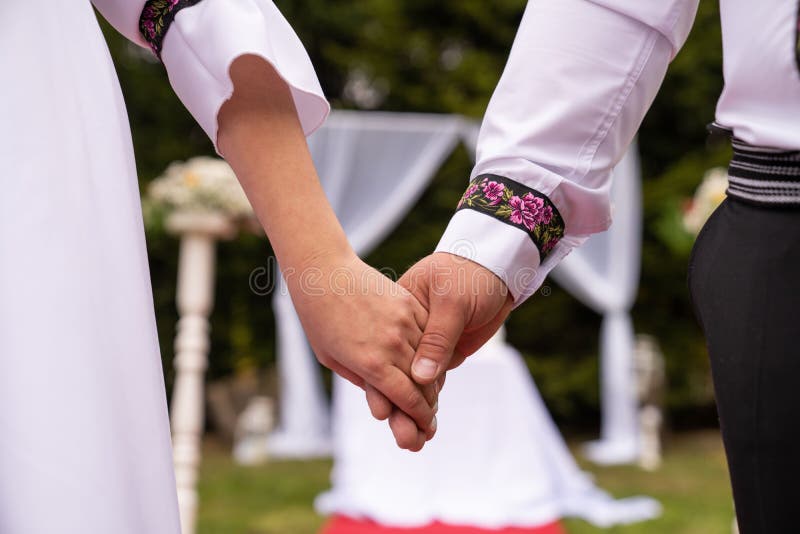 Closeup of Wedding Hands of a Bride and a Groom Stock Photo - Image of ...