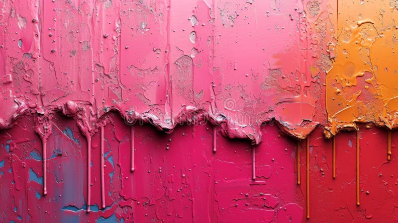 Closeup of Wet Paint Dripping Down a Textured Surface in Splatters and ...