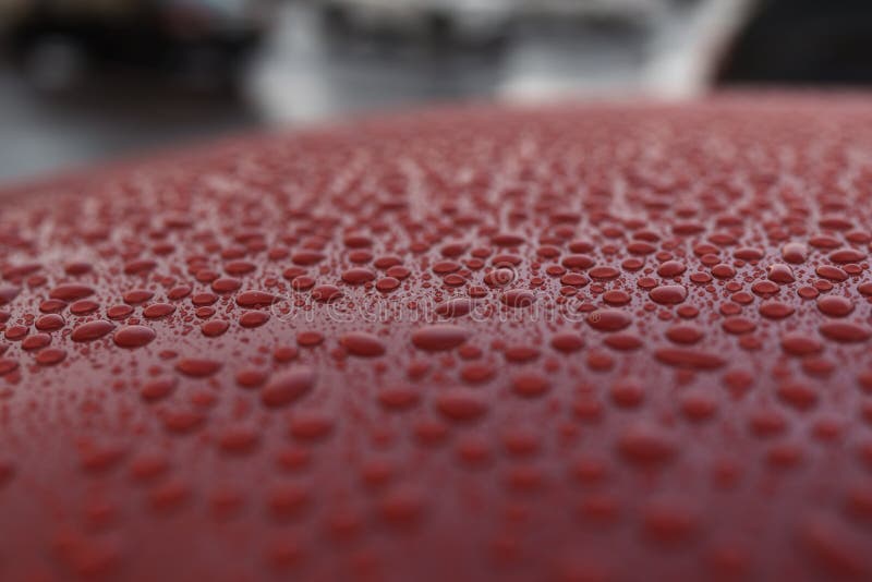 Closeup Wet Red Car Paint Surface with Hydrophobic Ceramic Coating ...