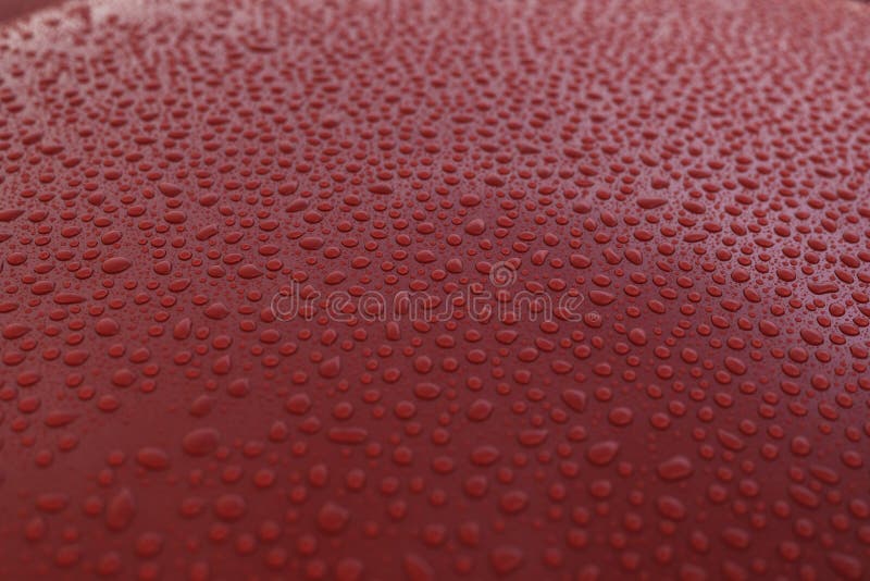 Closeup Wet Red Car Paint Surface with Hydrophobic Ceramic Coating ...