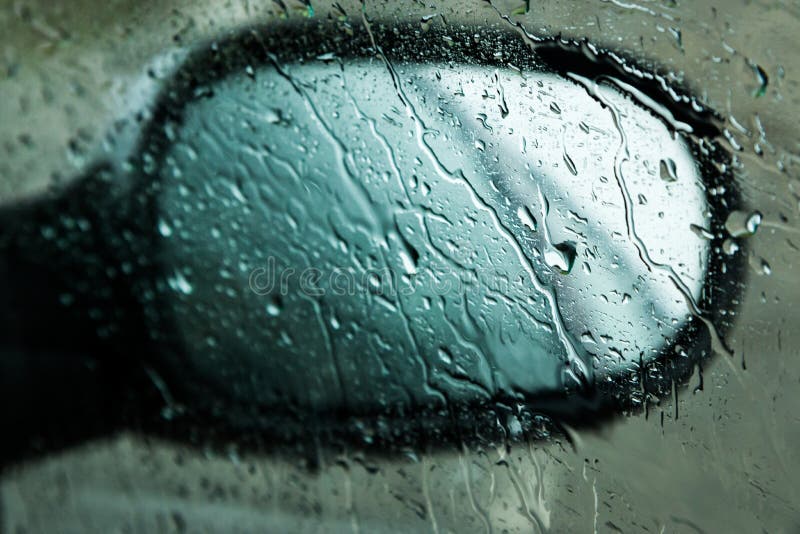 Closeup of Wet Side-view Mirror Stock Image - Image of automobile, drip ...