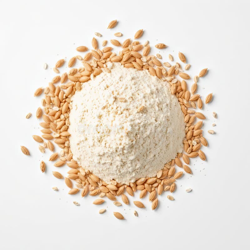 Closeup of Wheat and Wheat Flour on a White Background Stock Photo ...