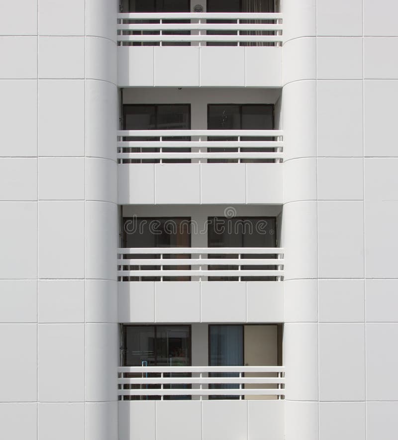 Closeup White Balcony Modern Building Stock Photo - Image of house ...