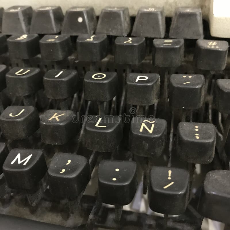 Closeup of a White and Black Vintage Typewriter Stock Image - Image of ...