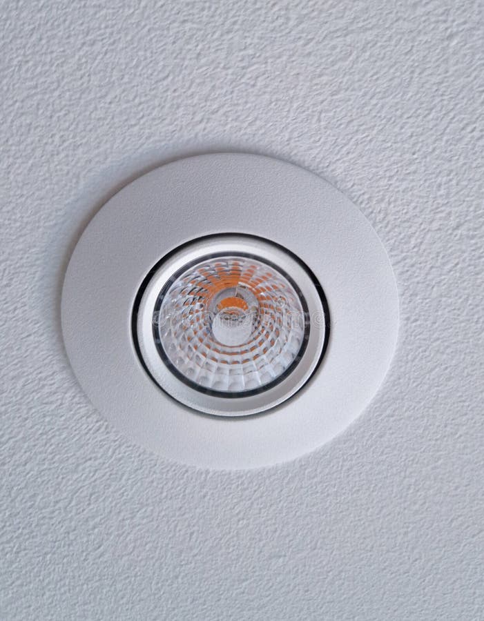 Closeup of a White Downlight, Spotlight on White Ceiling Stock Photo ...