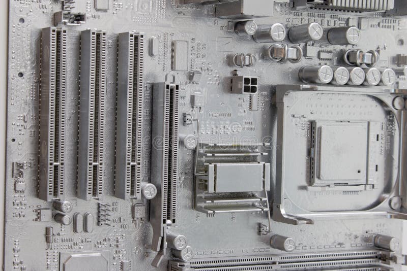 Closeup of White Electronic Circuit Board. White Mother or Main Board ...