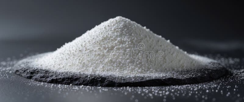 Closeup of White Granular Substance Pile on Dark Surface. Stock Image ...