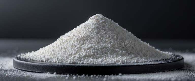 Closeup of White Granular Substance Pile on Dark Surface Stock Photo ...