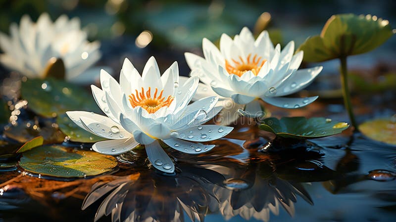 Closeup White Lotus on Water Stock Image - Image of closeup, lotus ...