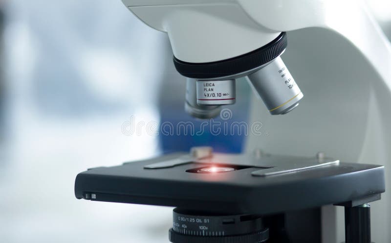 Closeup of a White Microscope in a Laboratory Setting Stock Photo ...
