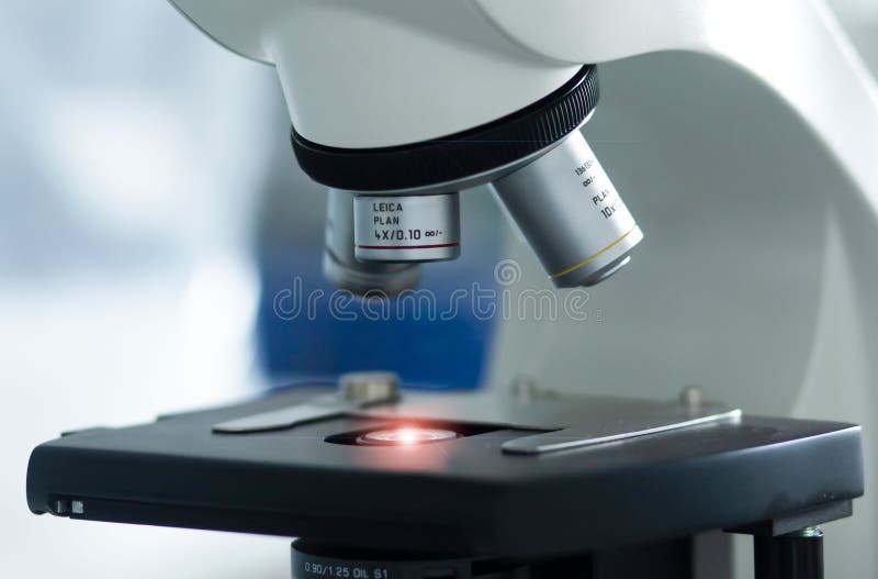 Closeup of a White Microscope in a Laboratory Setting Stock Photo ...