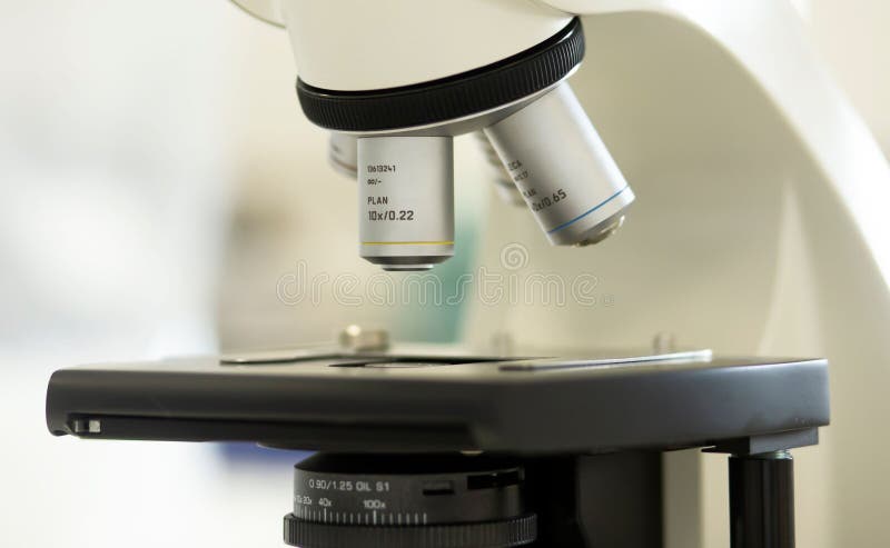 Closeup of a White Microscope in a Laboratory Setting Stock Image ...