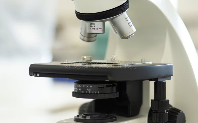 Closeup of a White Microscope in a Laboratory Setting Stock Image ...