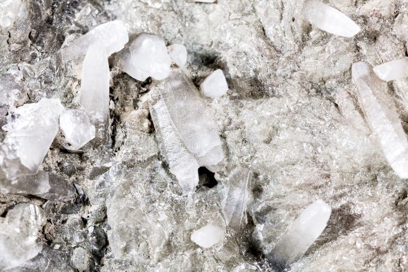 Closeup of White Quartz Mineral Stone Crystals, Pattern Background ...