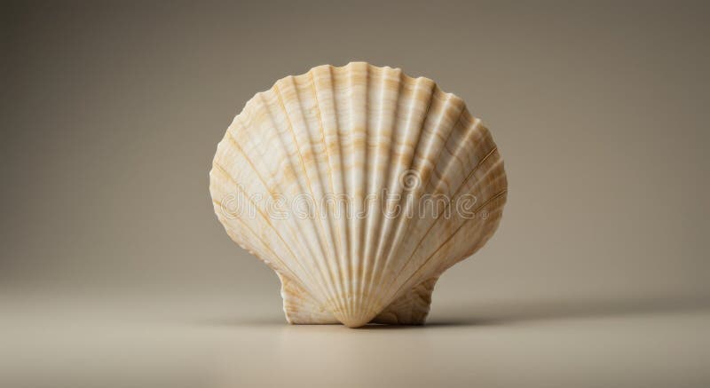 Closeup of a White Scallop Seashell on Beige Background Stock ...