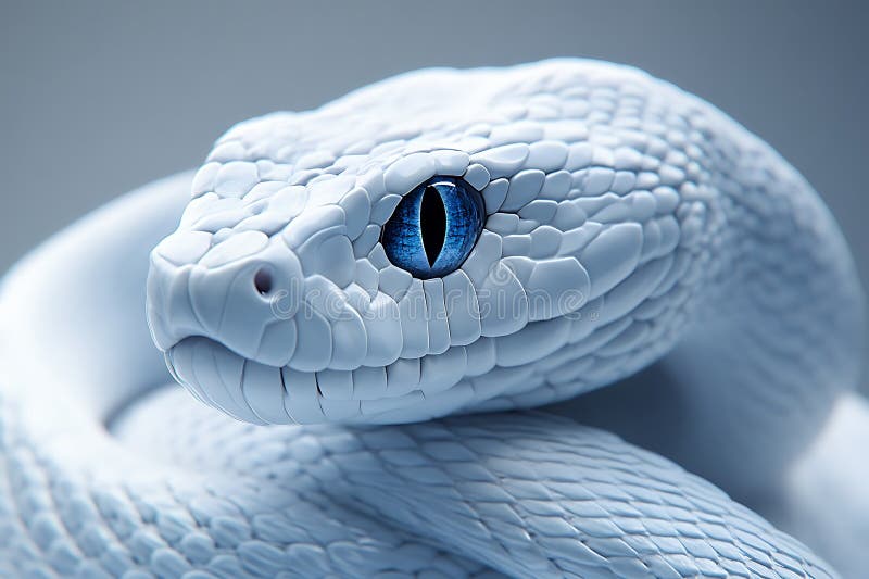 CloseUp of a White Snake with Blue Eyes Stock Illustration ...