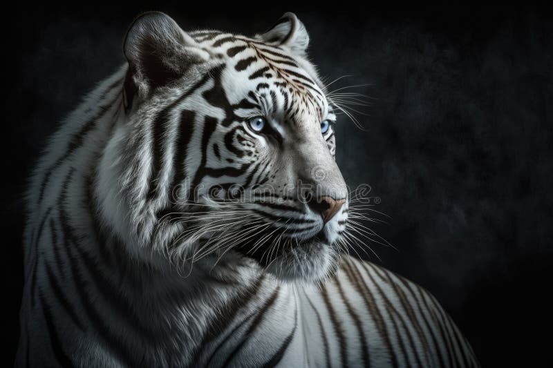A Closeup of a White Tiger Looking To the Side Stock Illustration ...