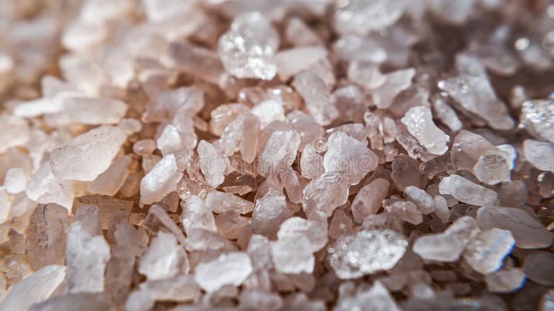Closeup of White and Transparent Rock Salt Crystals on Rustic Surface ...