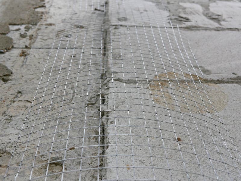 Closeup of Wire Mesh Attached Onto the Brick Wall before Applying ...